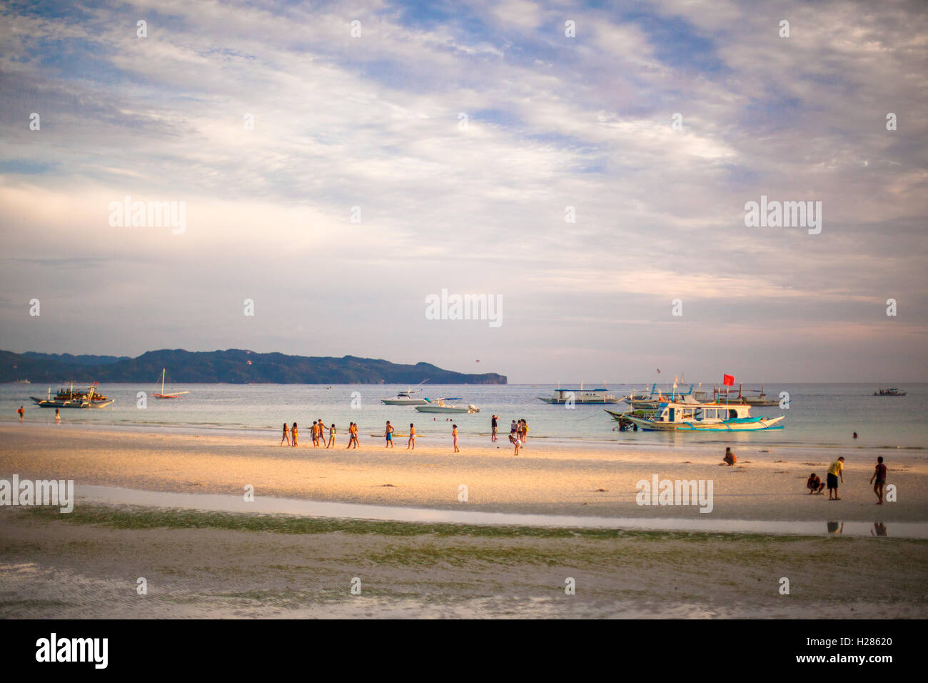 Crowded beach on the island of Boracay, Philippines Stock Photo - Alamy