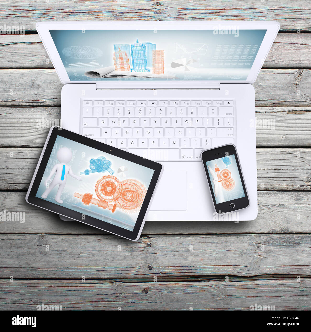 Laptop, tablet pc and smartphone Stock Photo - Alamy