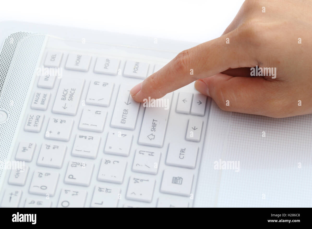 finger pushing the button of keyboard Stock Photo - Alamy