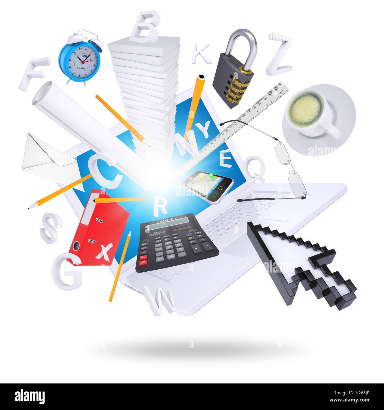 Laptop computer map pointer Cut Out Stock Images & Pictures - Alamy