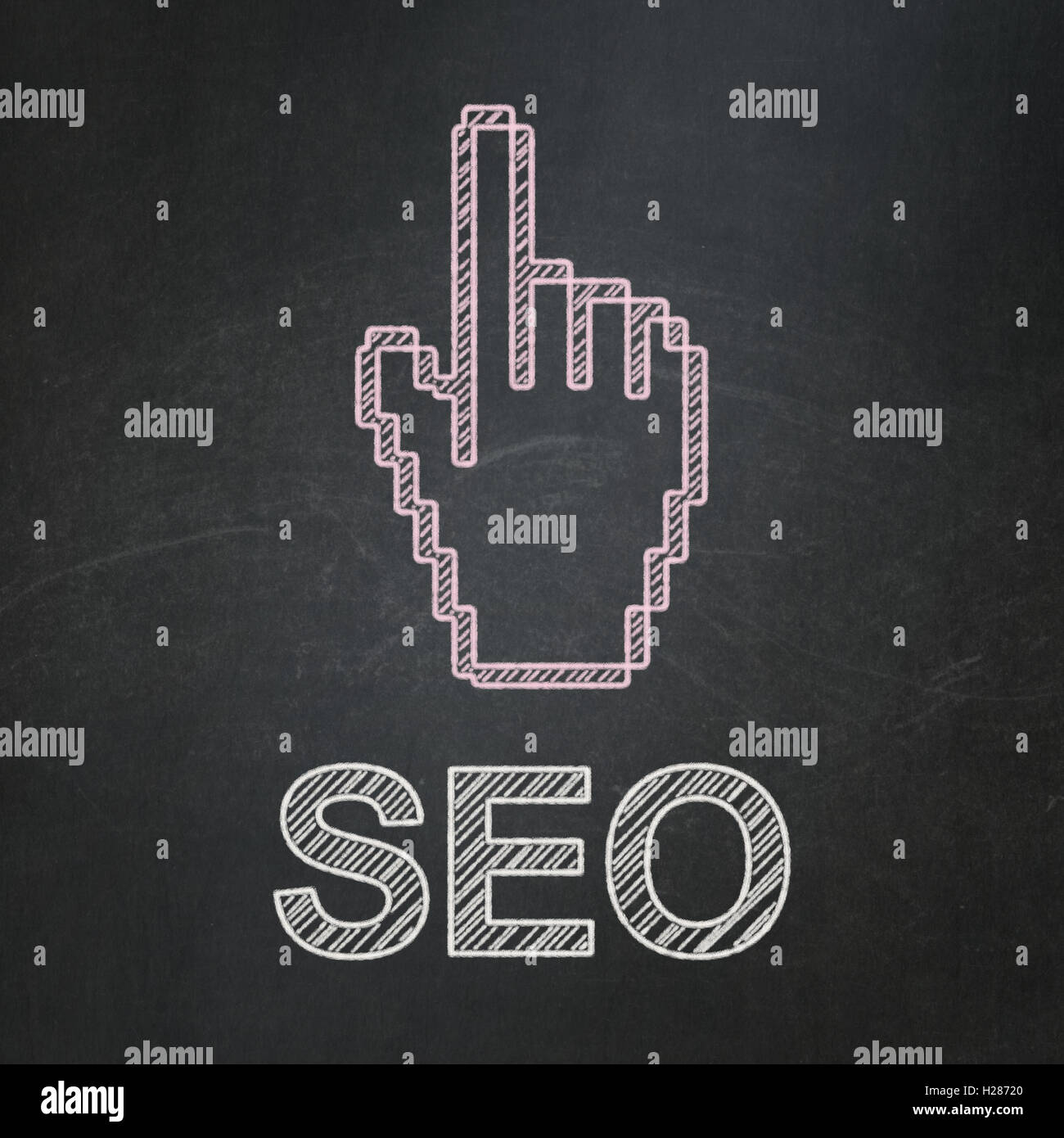 Web development concept: Mouse Cursor and SEO on chalkboard background Stock Photo - Alamy