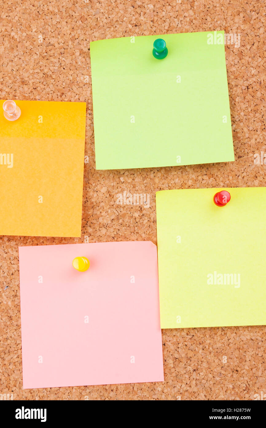 Notes On Cork Board Stock Photo - Alamy