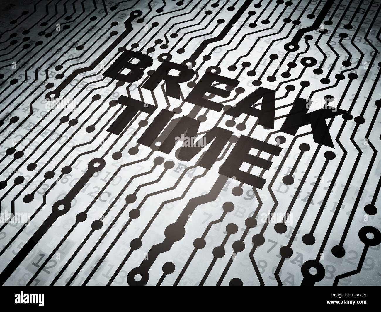 Timeline concept: circuit board with Break Time Stock Photo - Alamy