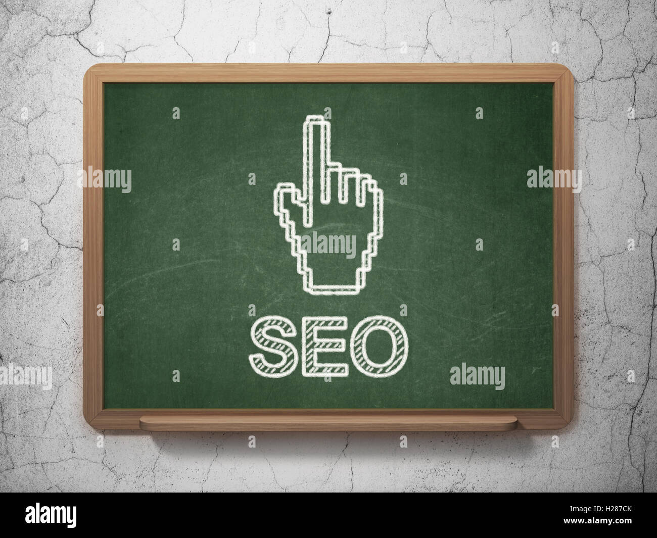 Web design concept: Mouse Cursor and SEO on chalkboard background Stock ...