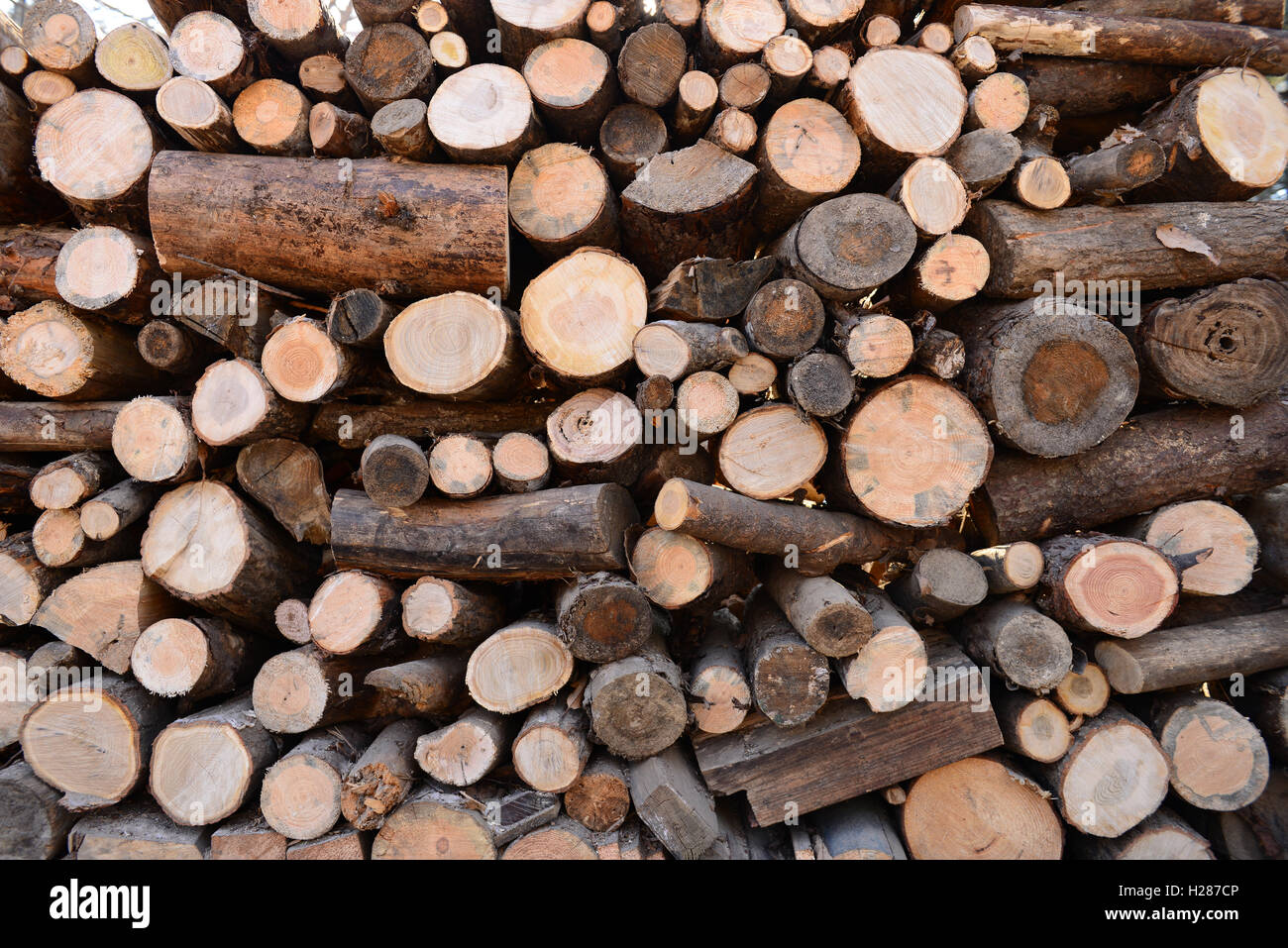 Wood stack background Stock Photo - Alamy
