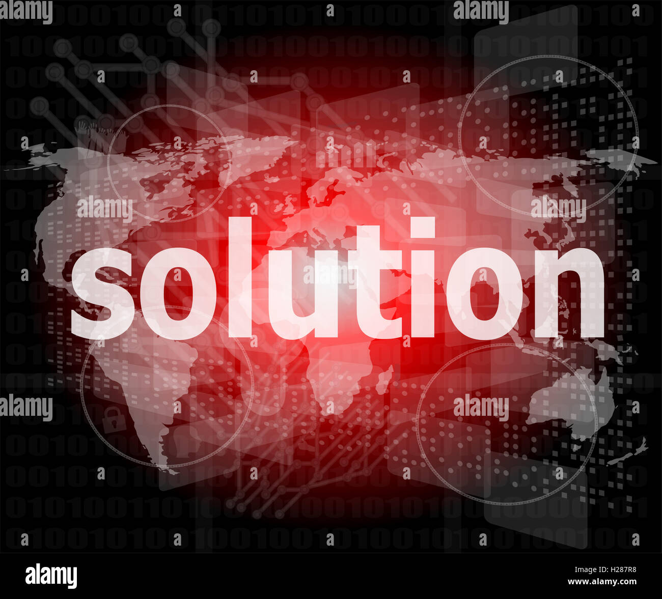 The word solution on digital screen, business concept Stock Photo - Alamy