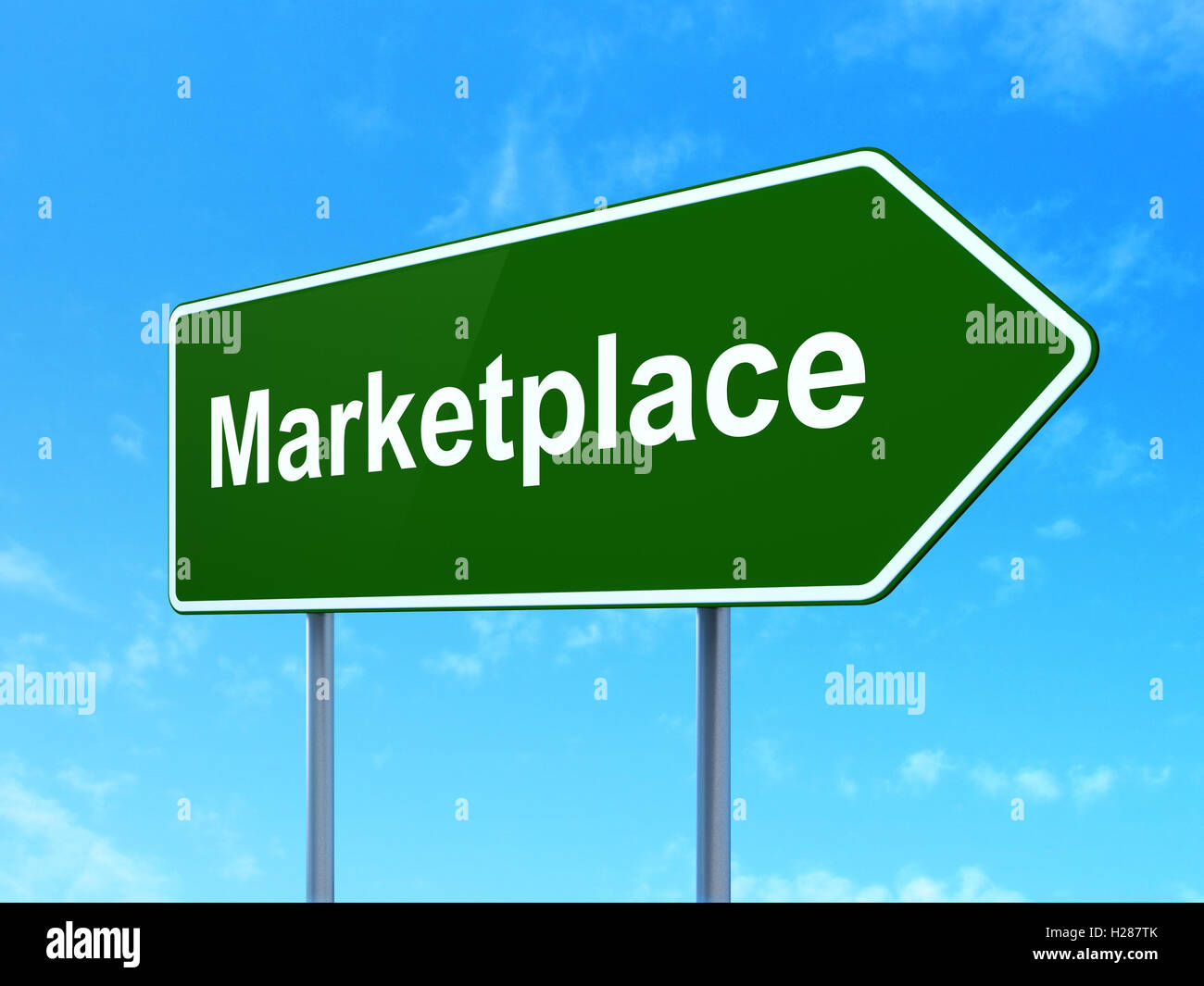 Advertising concept: Marketplace on road sign background Stock Photo ...