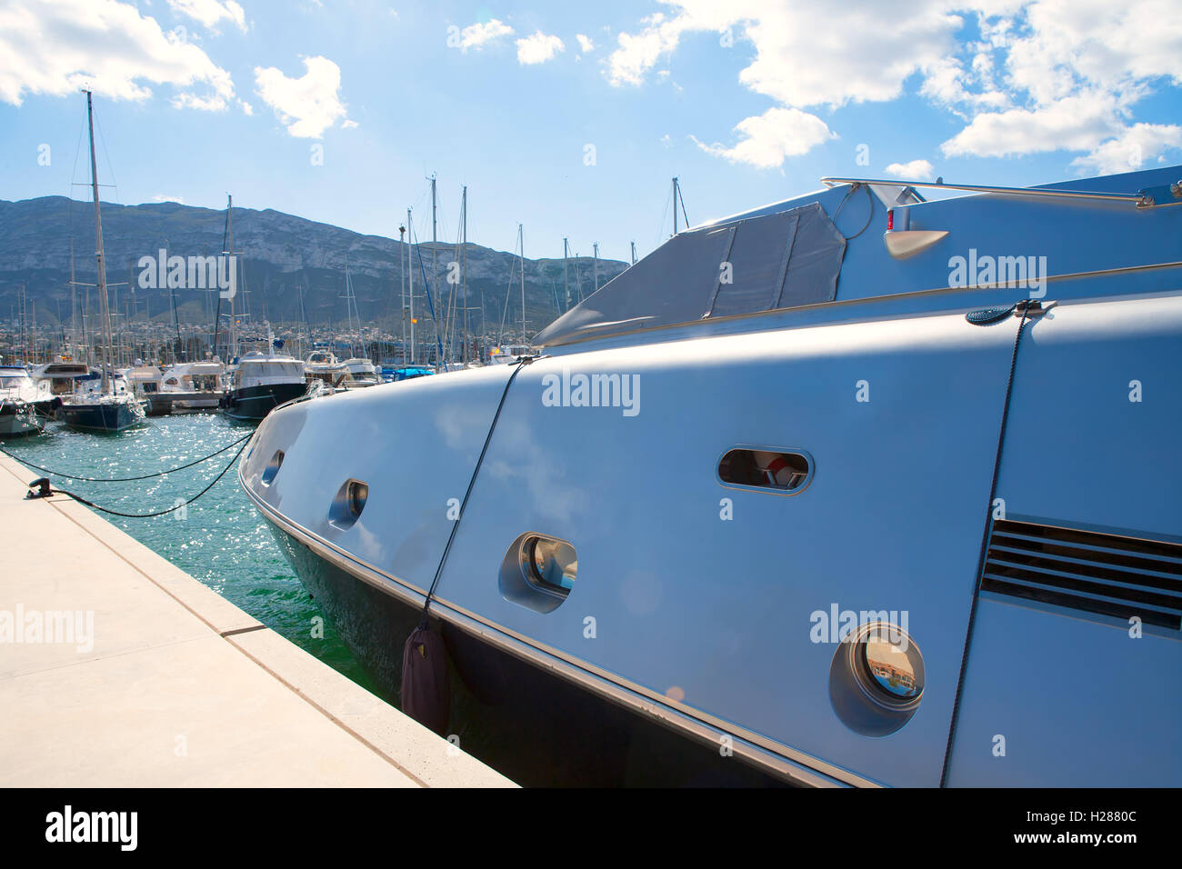 Denia alicante marina with luxury yachts and Mongo Stock Photo - Alamy