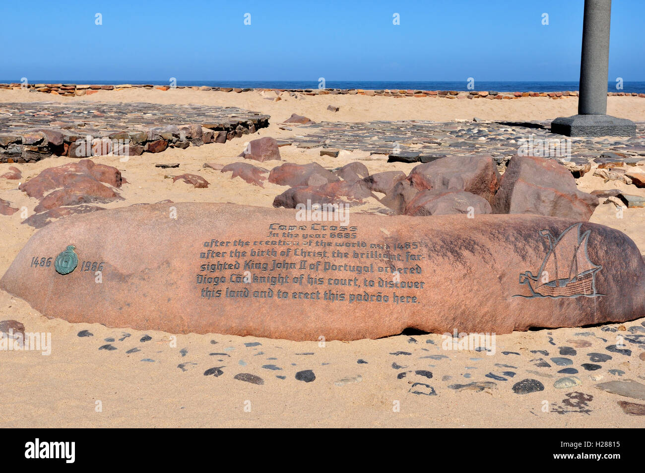 Inscription next to the the cross planted by Diogo C∩┐╜o at Cape C ...