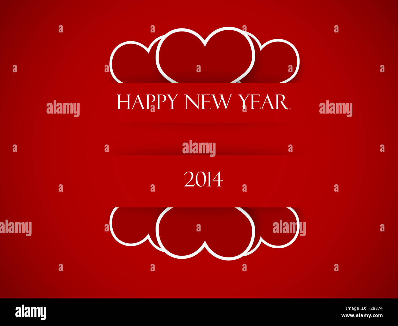 happy new text on red strips, with hearts Stock Photo - Alamy