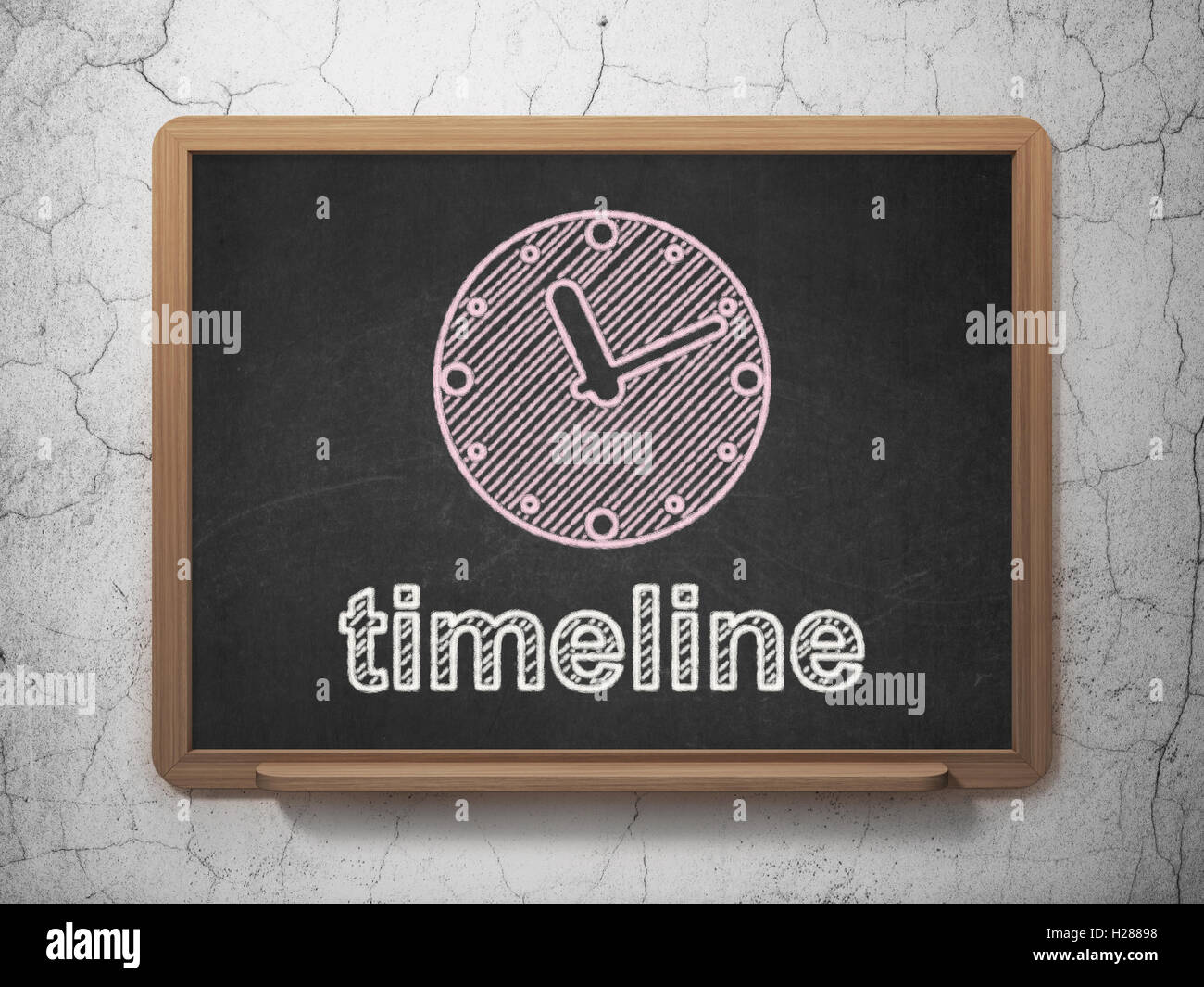 Timeline concept: Clock and Timeline on chalkboard background Stock ...