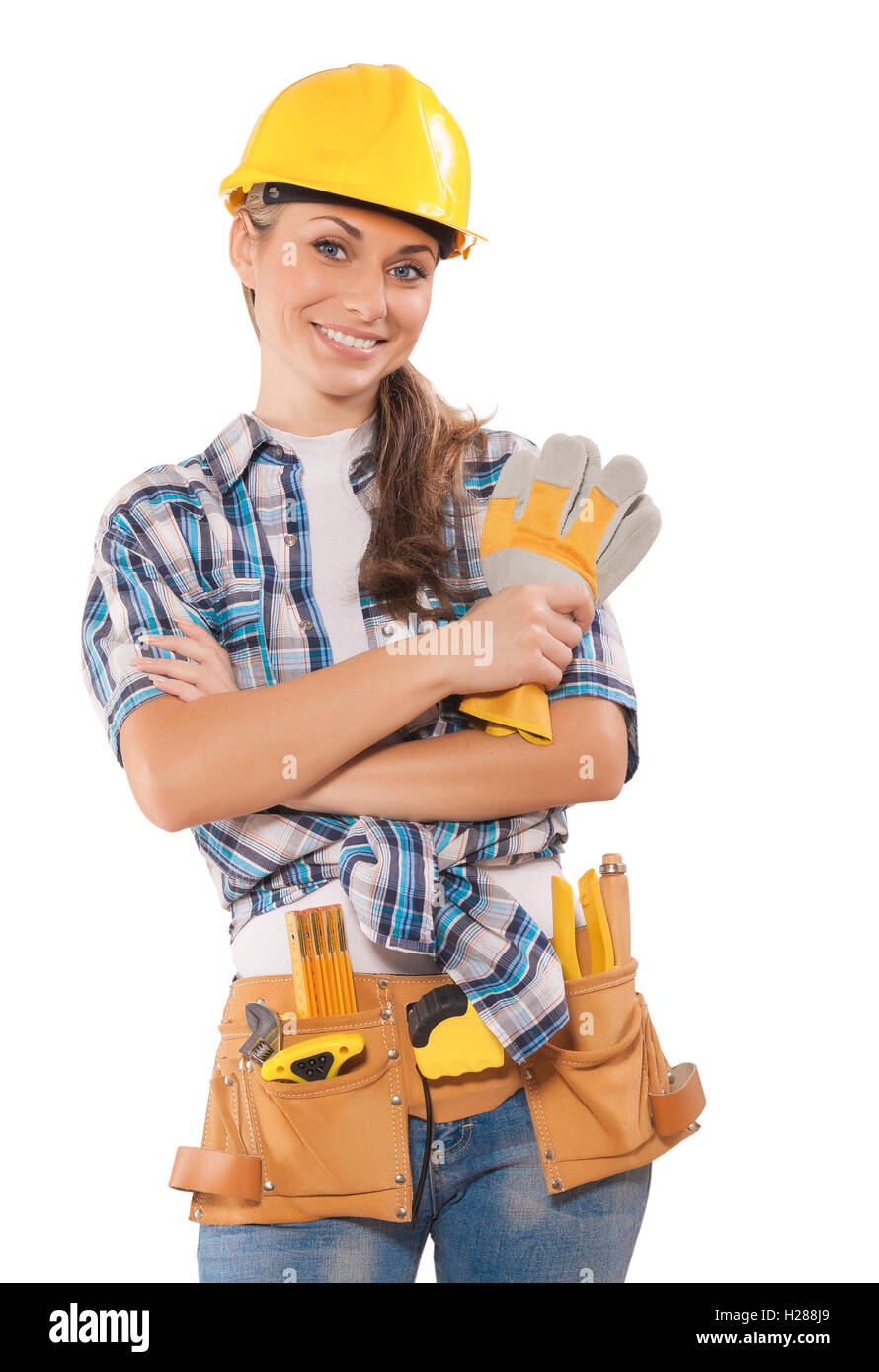 beautiful female wearing working clothes Stock Photo - Alamy