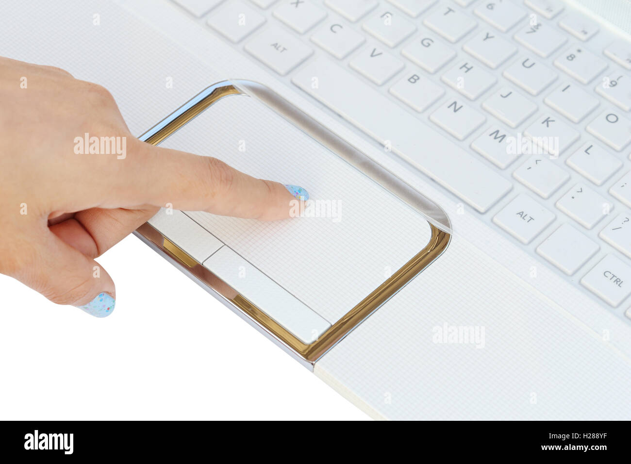 hand control on laptop touchpad Stock Photo - Alamy