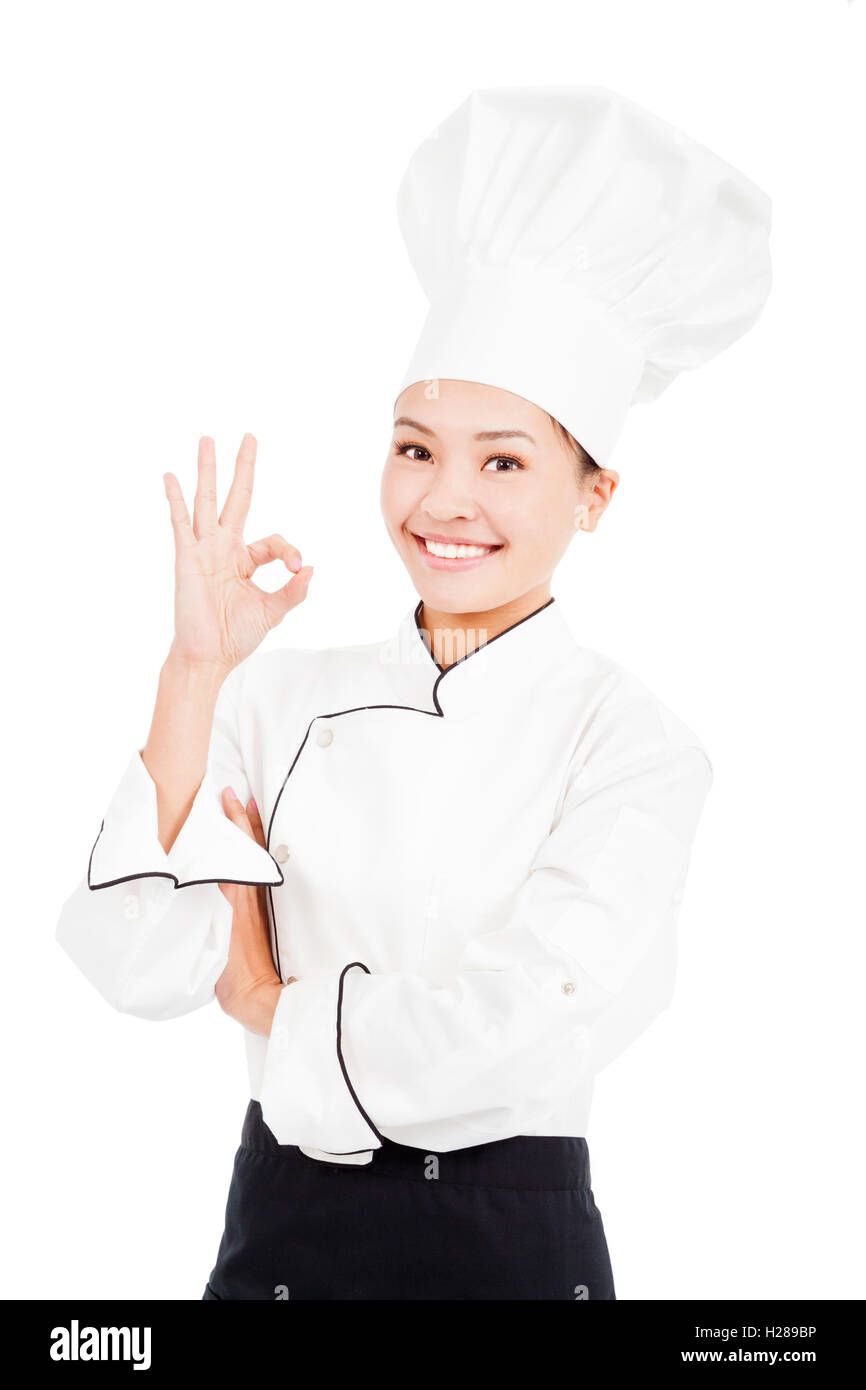 Chef baker or cook showing ok hand sign for perfection Stock Photo - Alamy