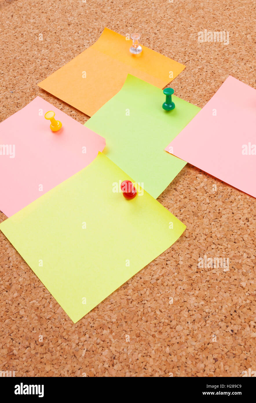 Notes On Cork Board Stock Photo - Alamy