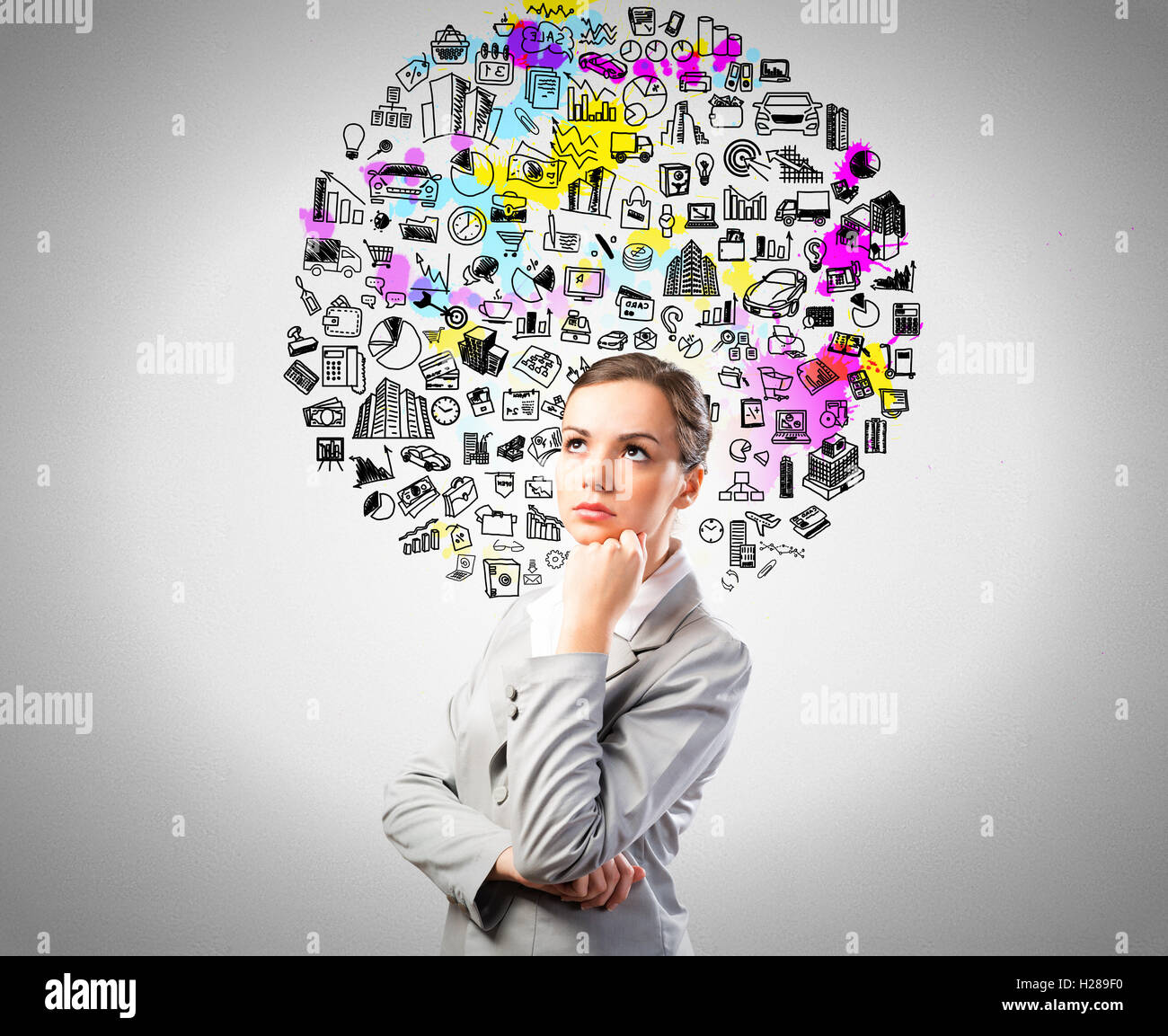 thinking business woman Stock Photo - Alamy