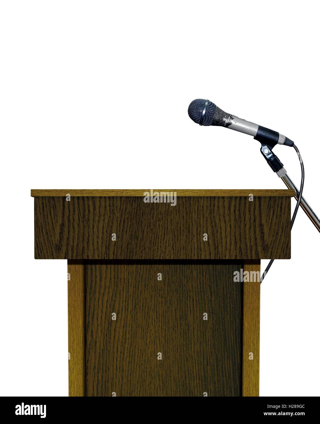 Podium with Microphone over White Stock Photo - Alamy