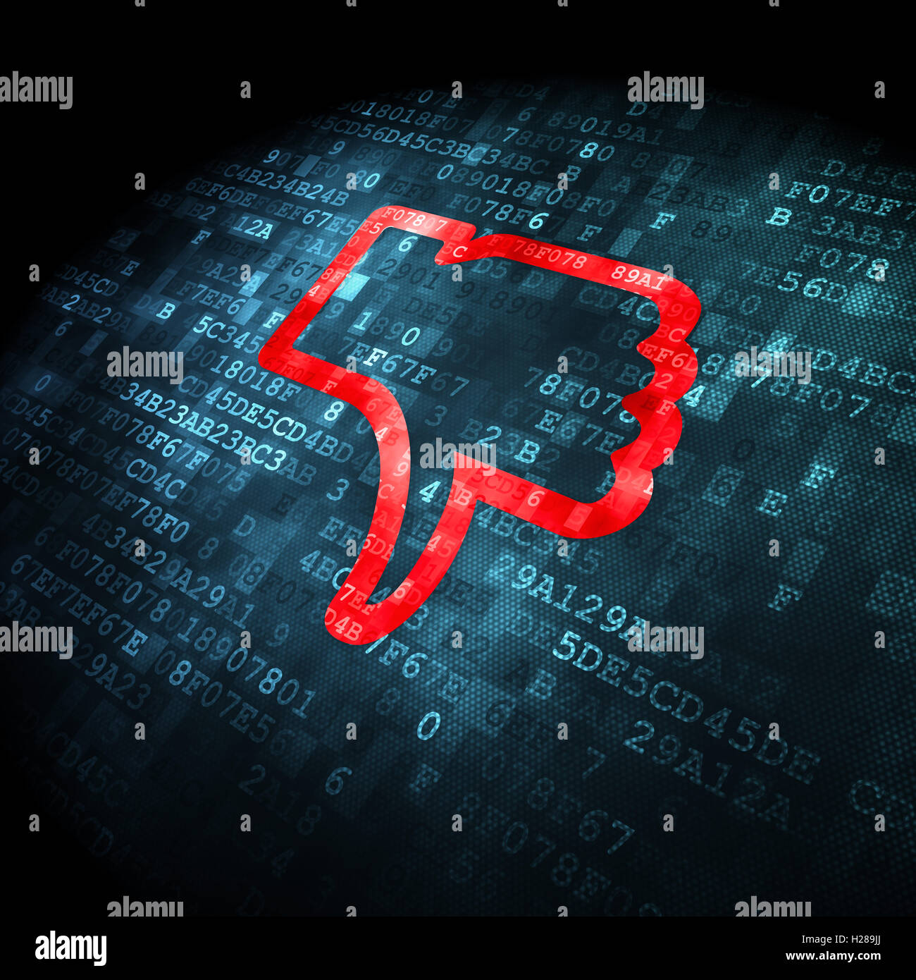 Social network concept: Thumb Down on digital background Stock Photo ...