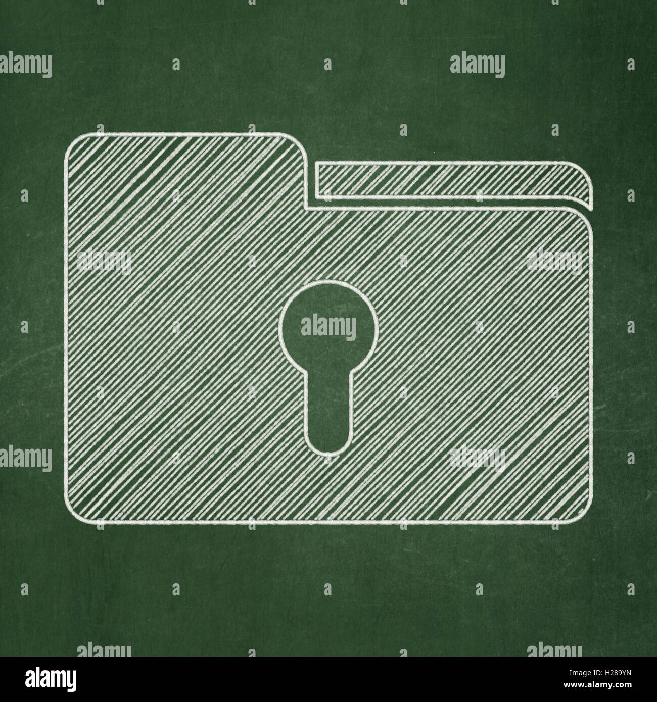 Business concept: Folder With Keyhole on chalkboard background Stock ...