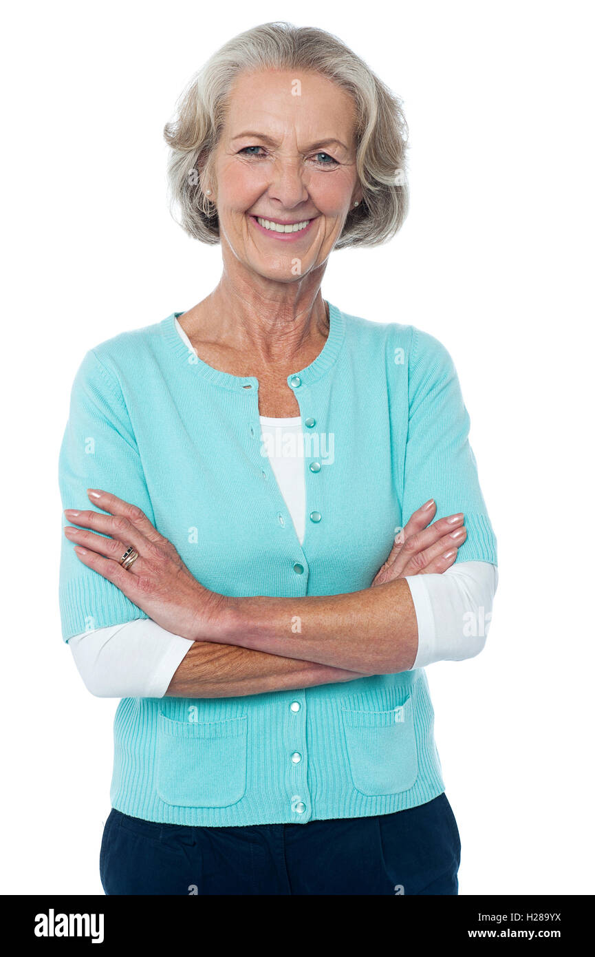 Old lady in casual wear posing confidently Stock Photo - Alamy