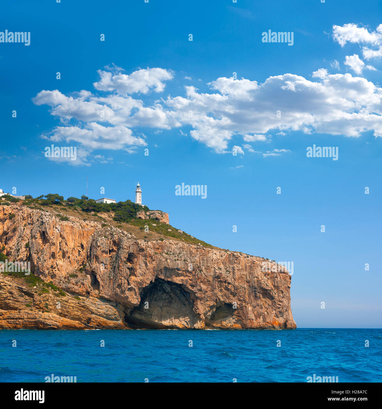 Cabo de la Nao Cape lighthouse in mediterranean sea Alicante Stock ...