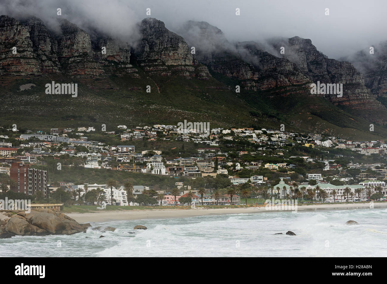 Foggy cloudy morning of the coastal area of Cape Town Stock Photo - Alamy