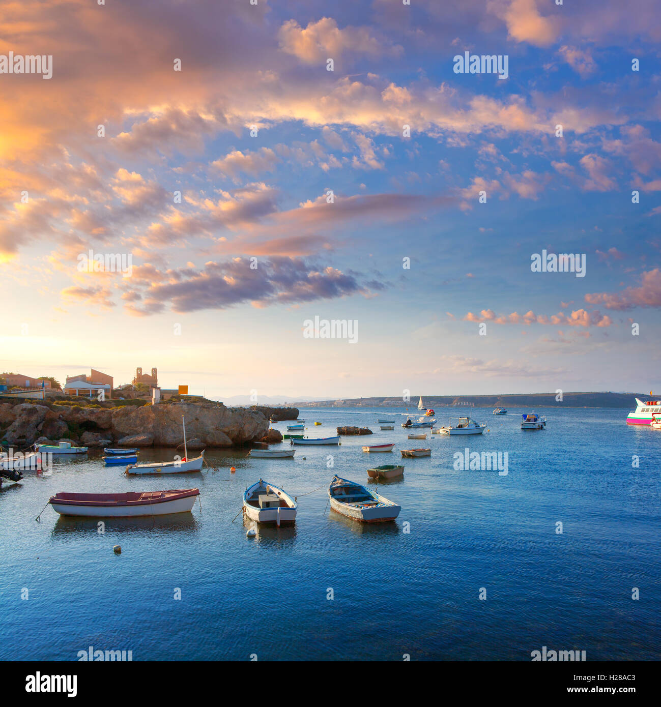 Tabarca islands boats in alicante Spain Stock Photo - Alamy