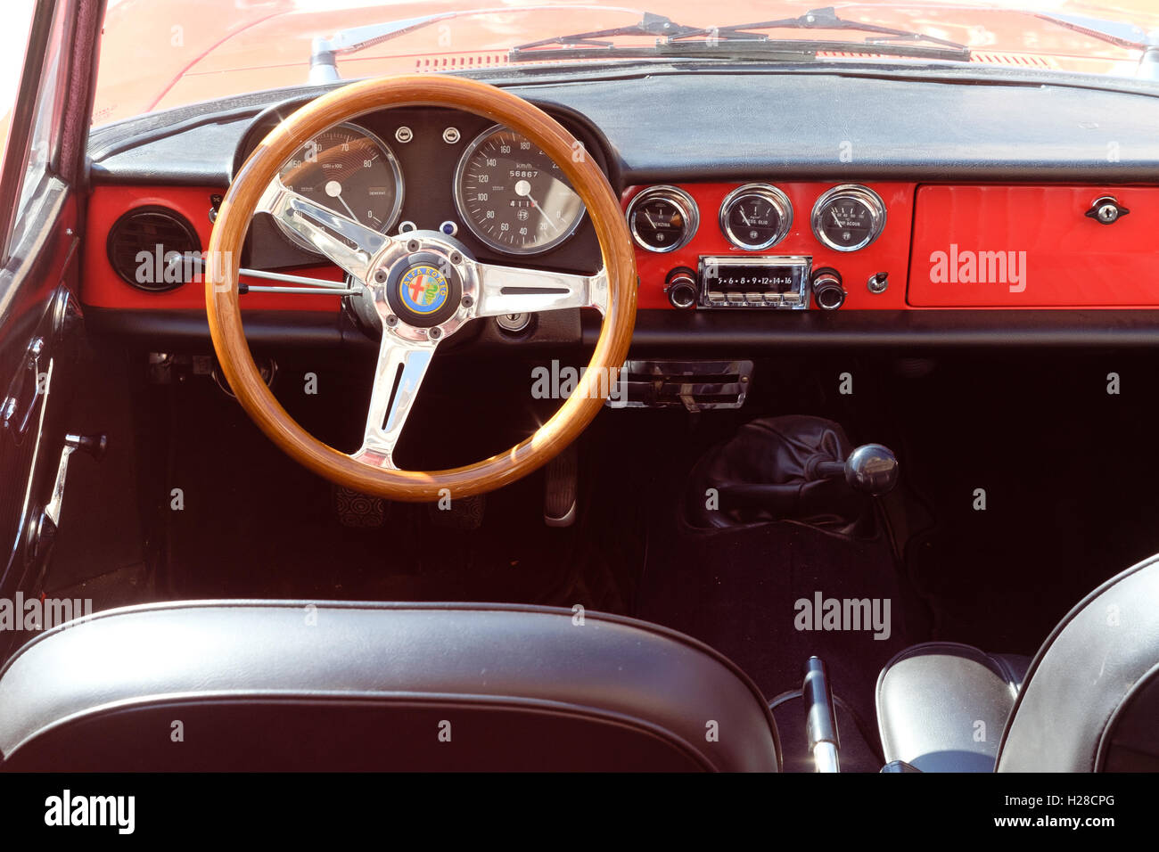 Ferrara, Italy -September 24, 2016. Interior of the Italian classic car ...