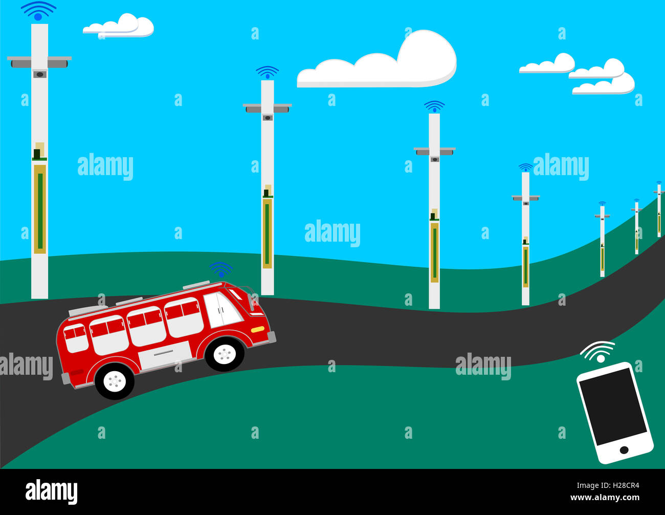 illustrations series: driverless vehicles Stock Photo - Alamy