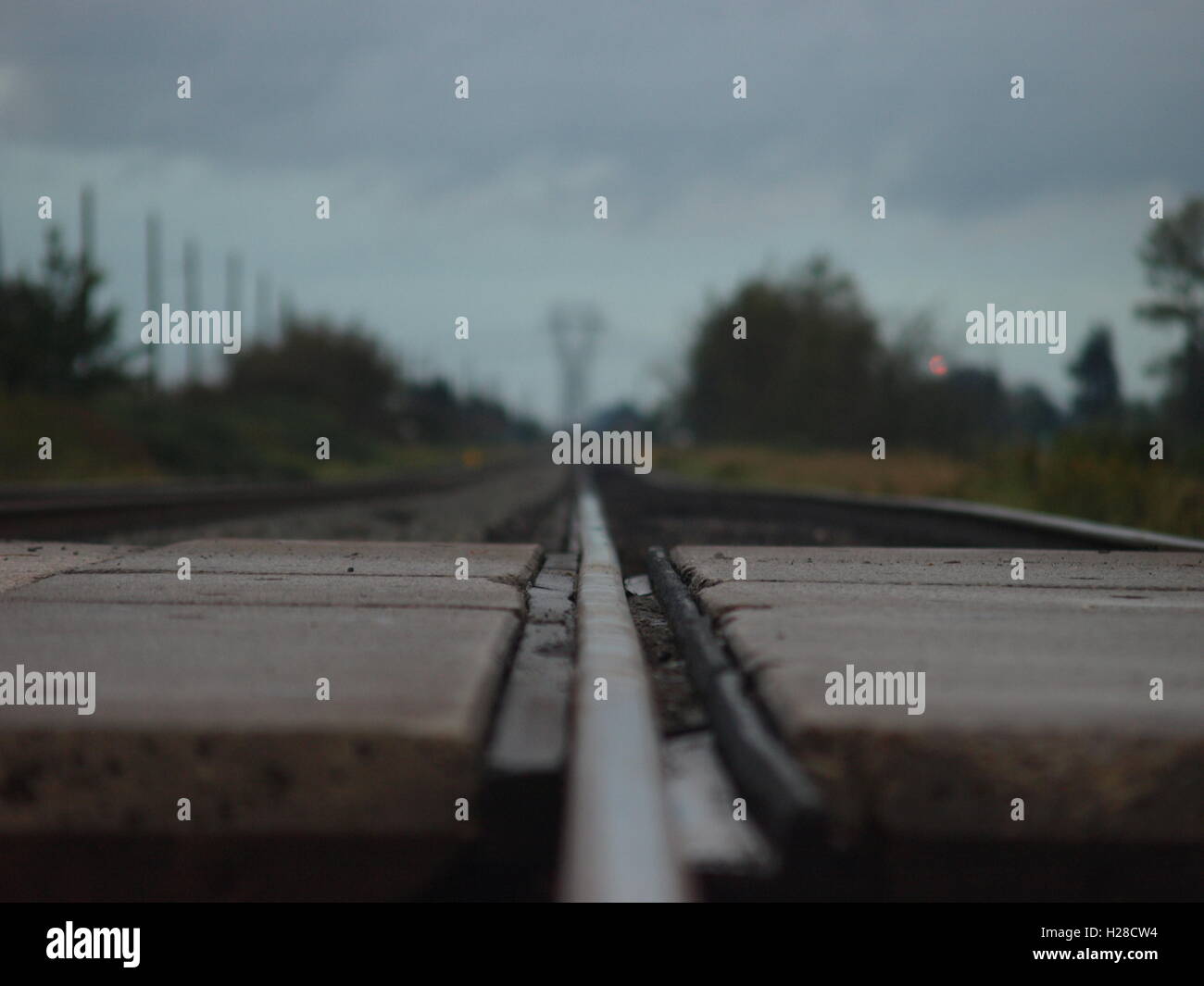 Train track ramp Stock Photo - Alamy
