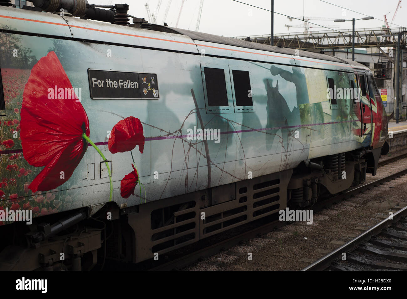 Train wrapped with memorial for the Battle of Britain Memorial. The ...
