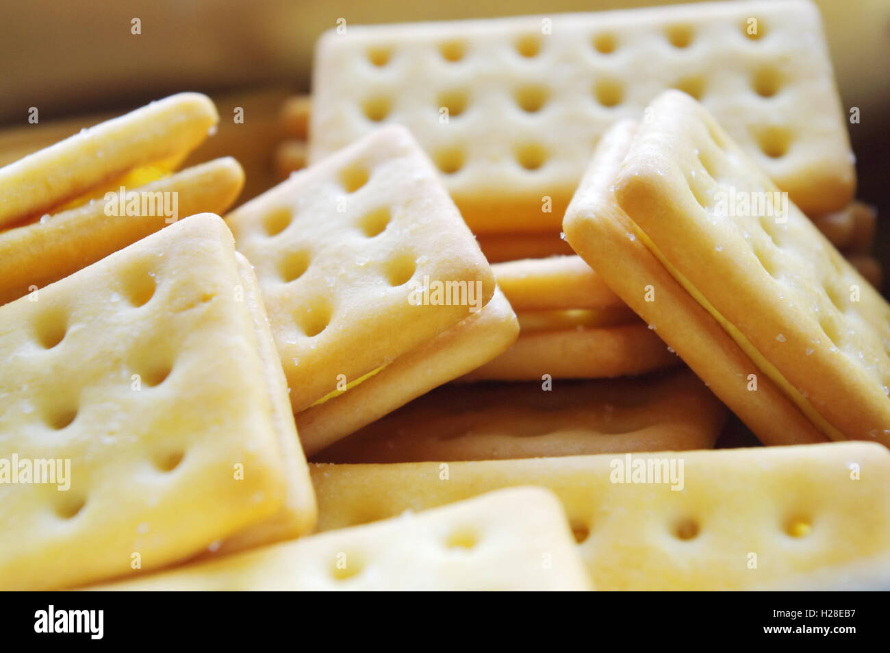 Cheese crackers close up in the morning Stock Photo - Alamy