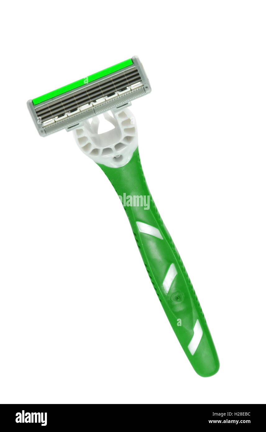 Closeup of green shaving blade on white surface Stock Photo - Alamy