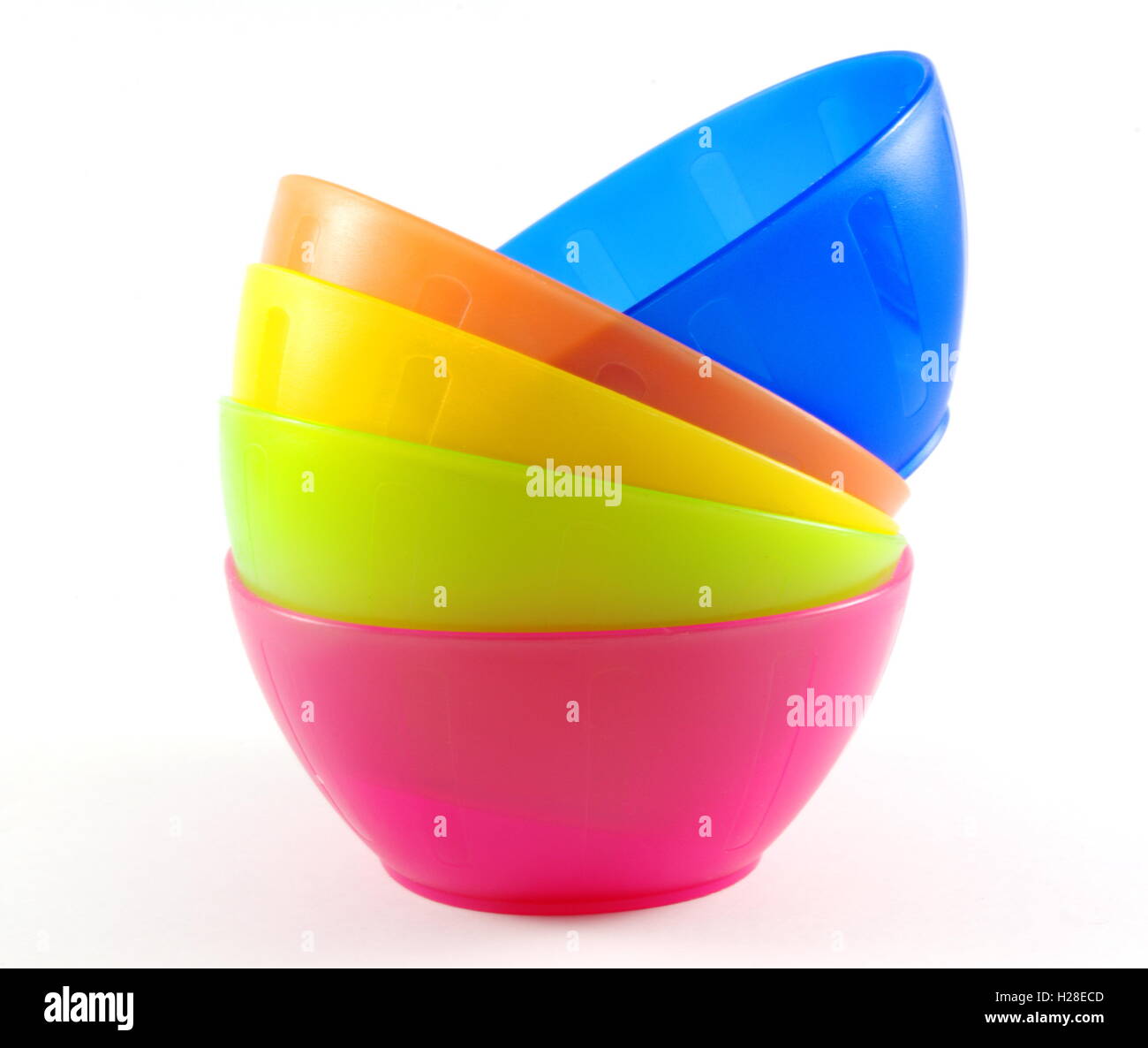 colorful plastic bowls isolated on white background Stock Photo - Alamy