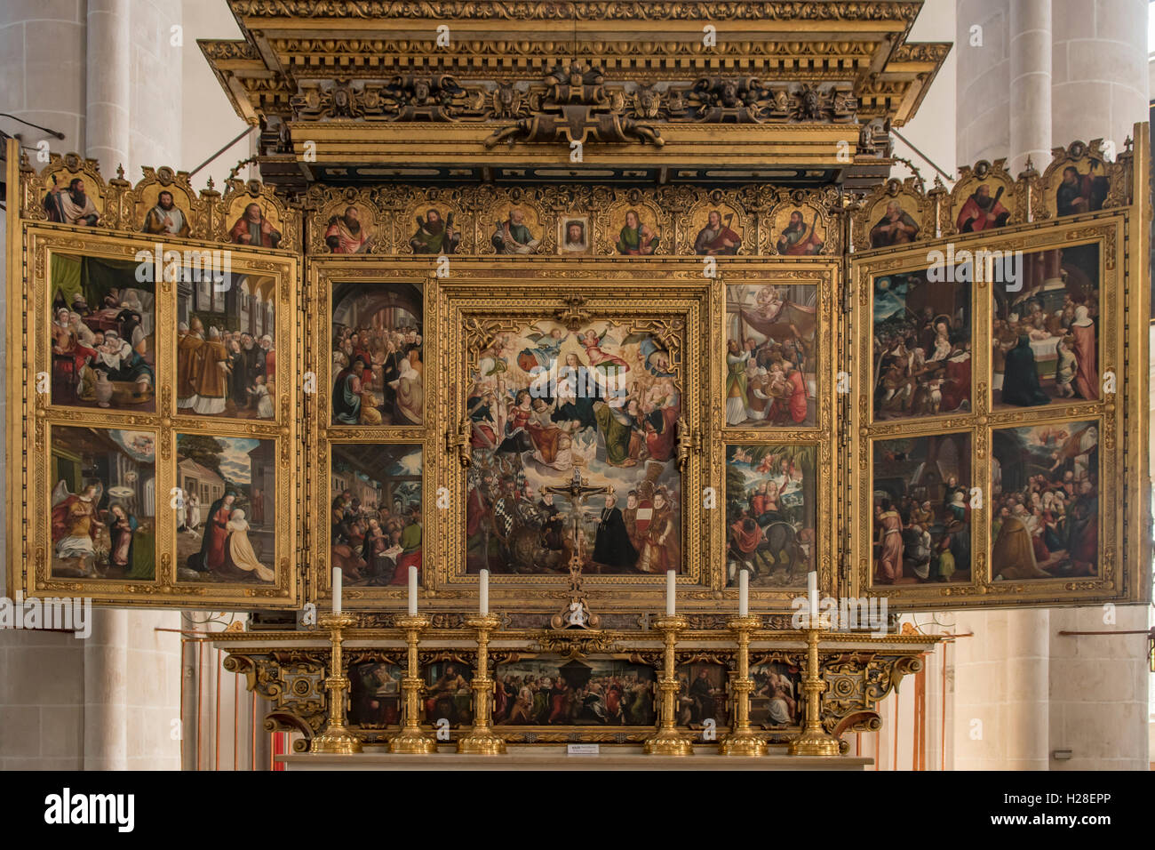 Triptych and Altar in Frauenmunster, Ingolstadt, Germany Stock Photo ...