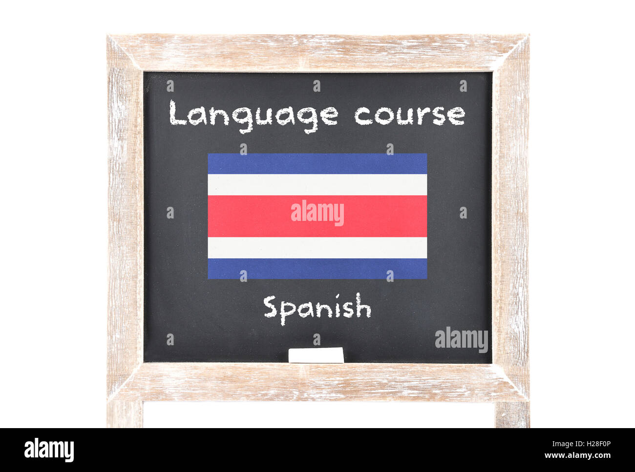 Language course with flag on board Stock Photo - Alamy