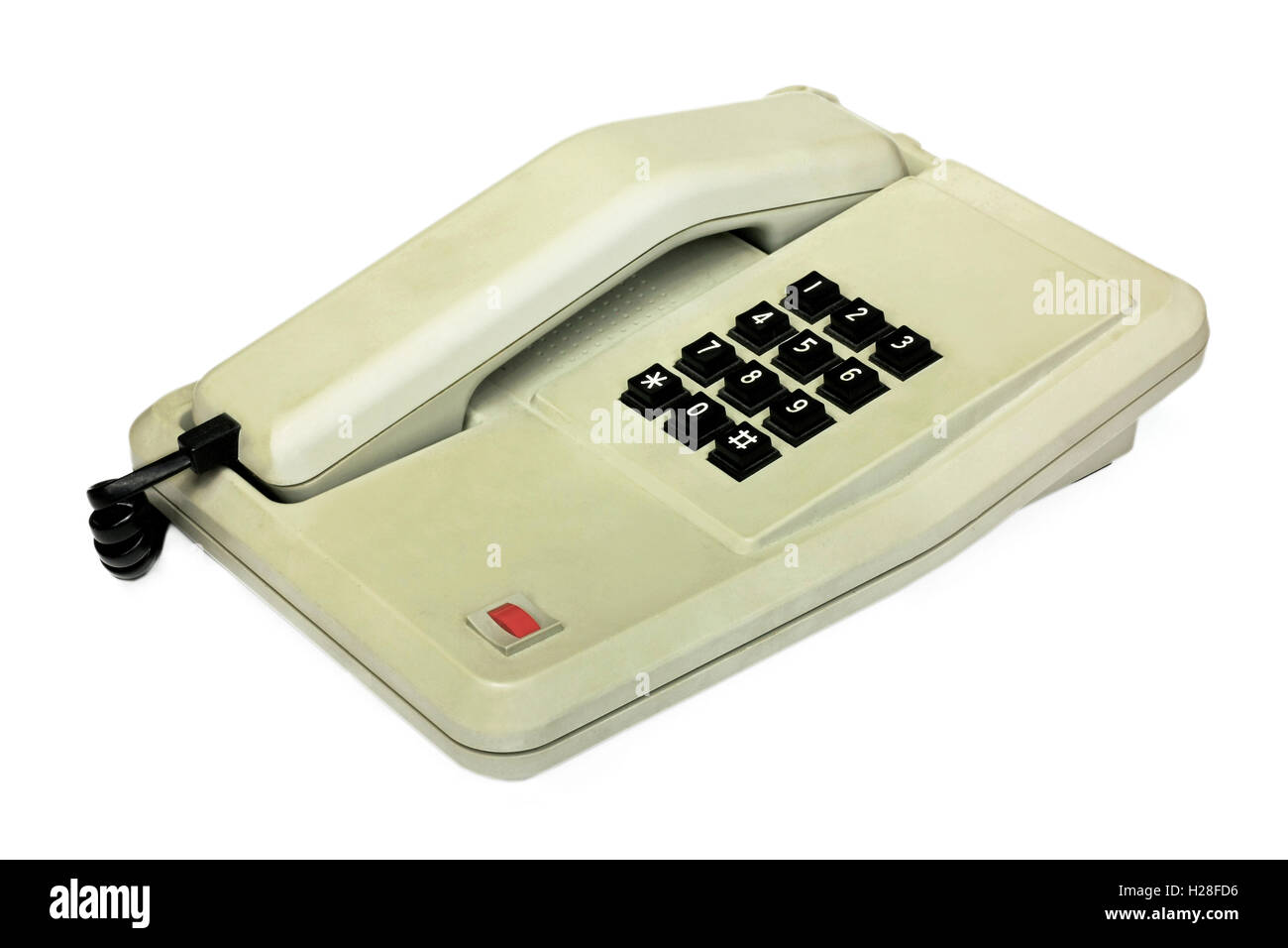 Old simple office desk phone perspective isolated on white background ...