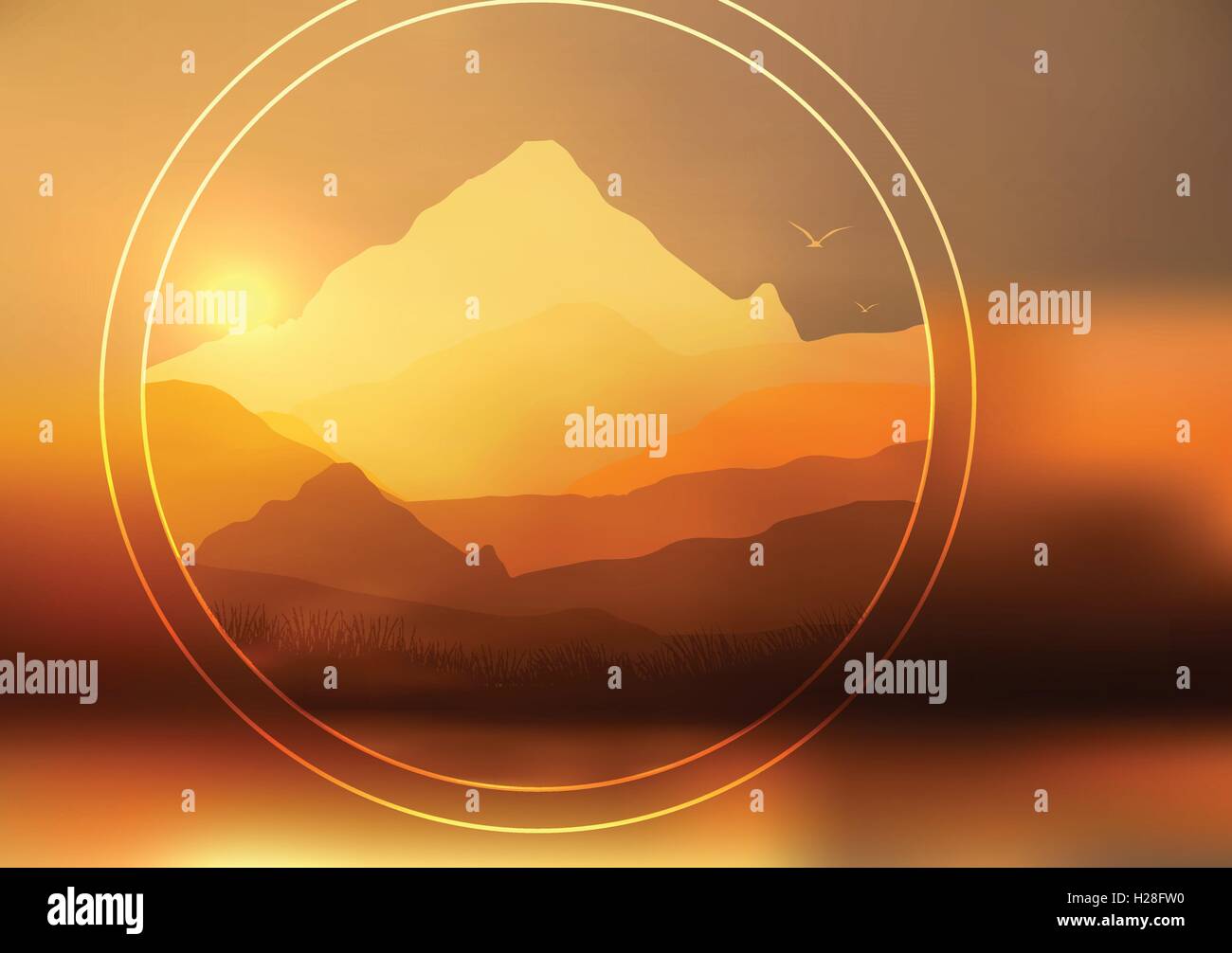 Sunrise over calm landscape Stock Vector Images - Alamy