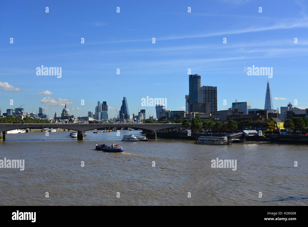 UK, London, River Thames, View to City from Hungerford Bridge Stock ...