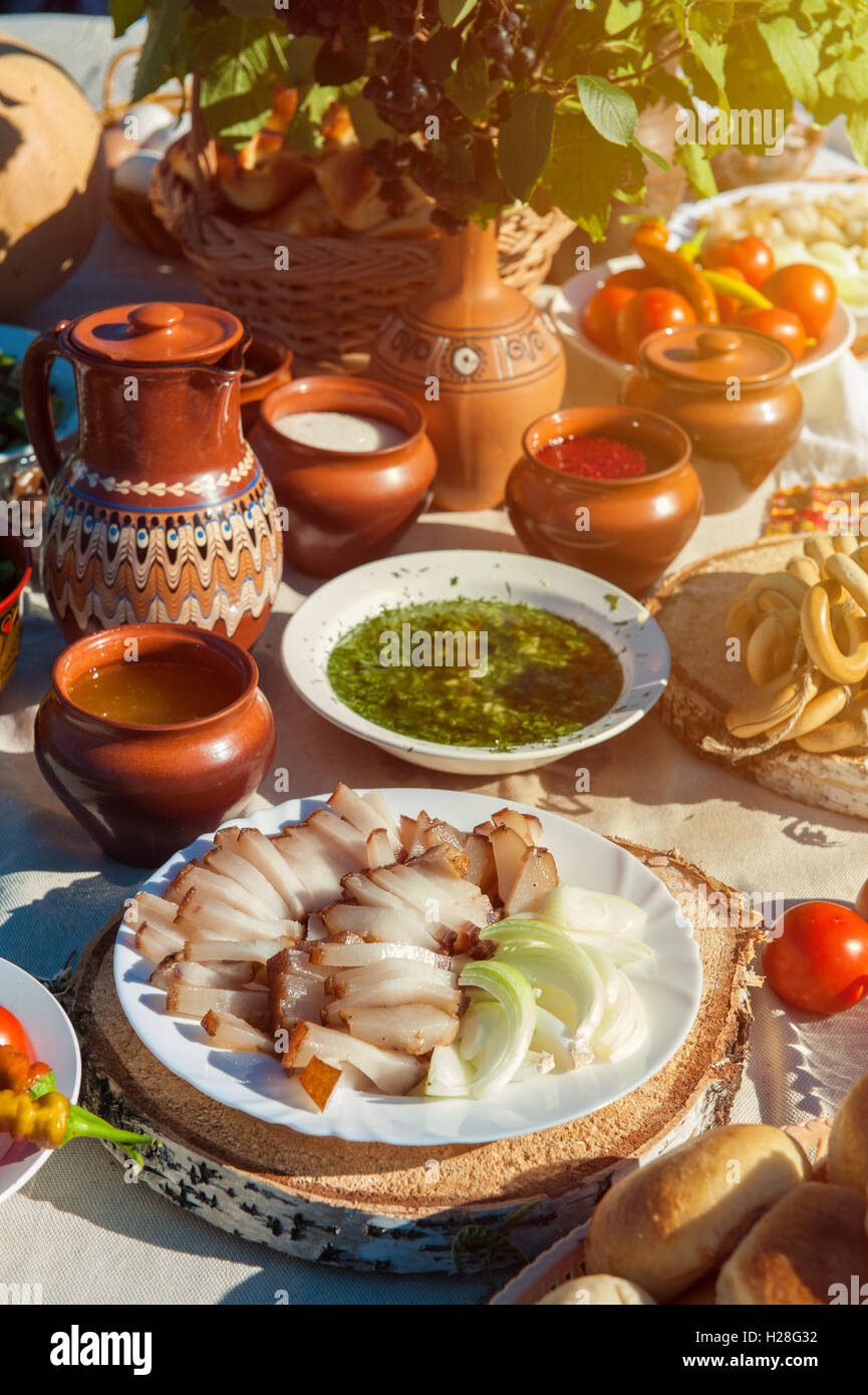 Russian table with food Stock Photo - Alamy