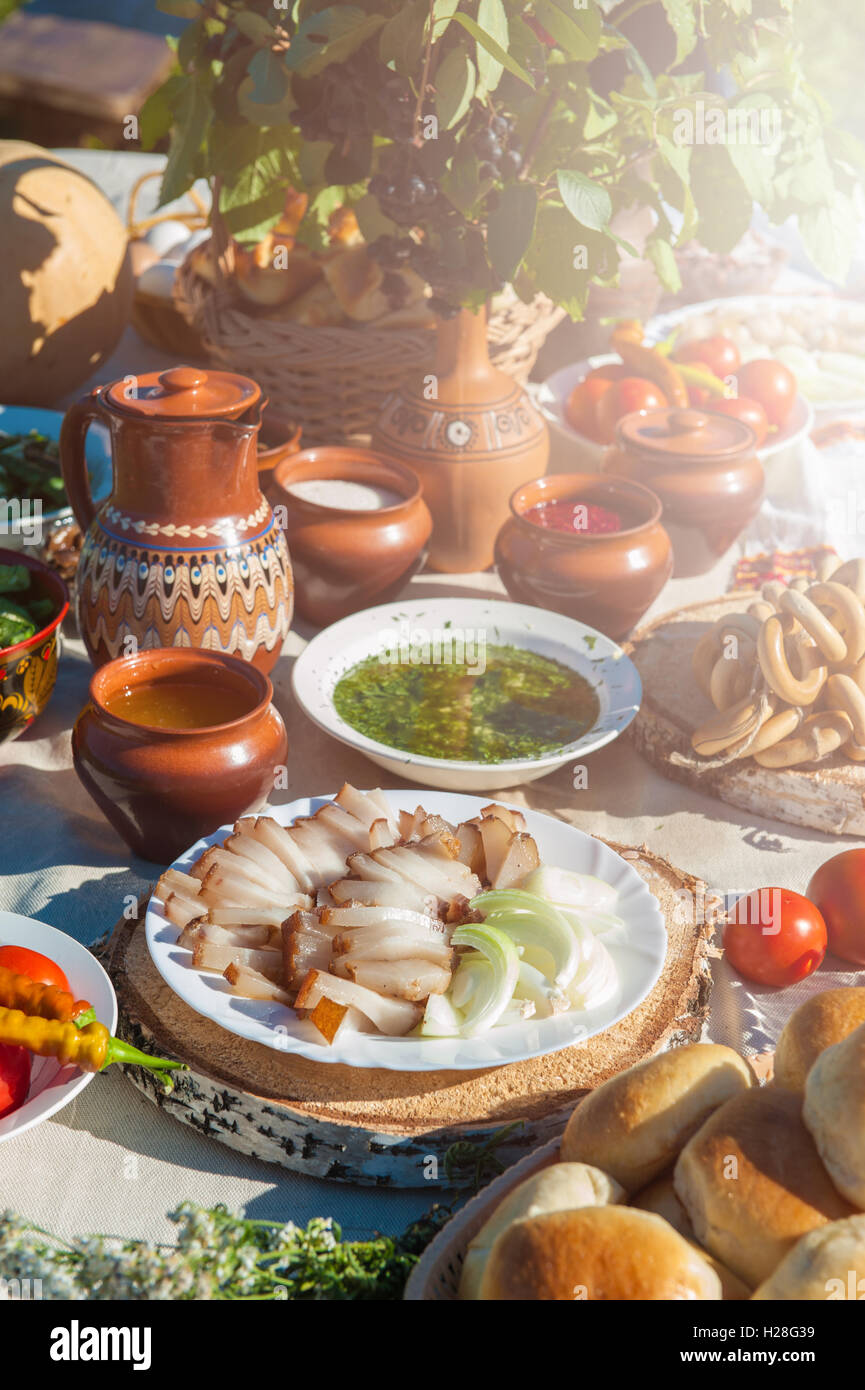Russian table with food Stock Photo - Alamy