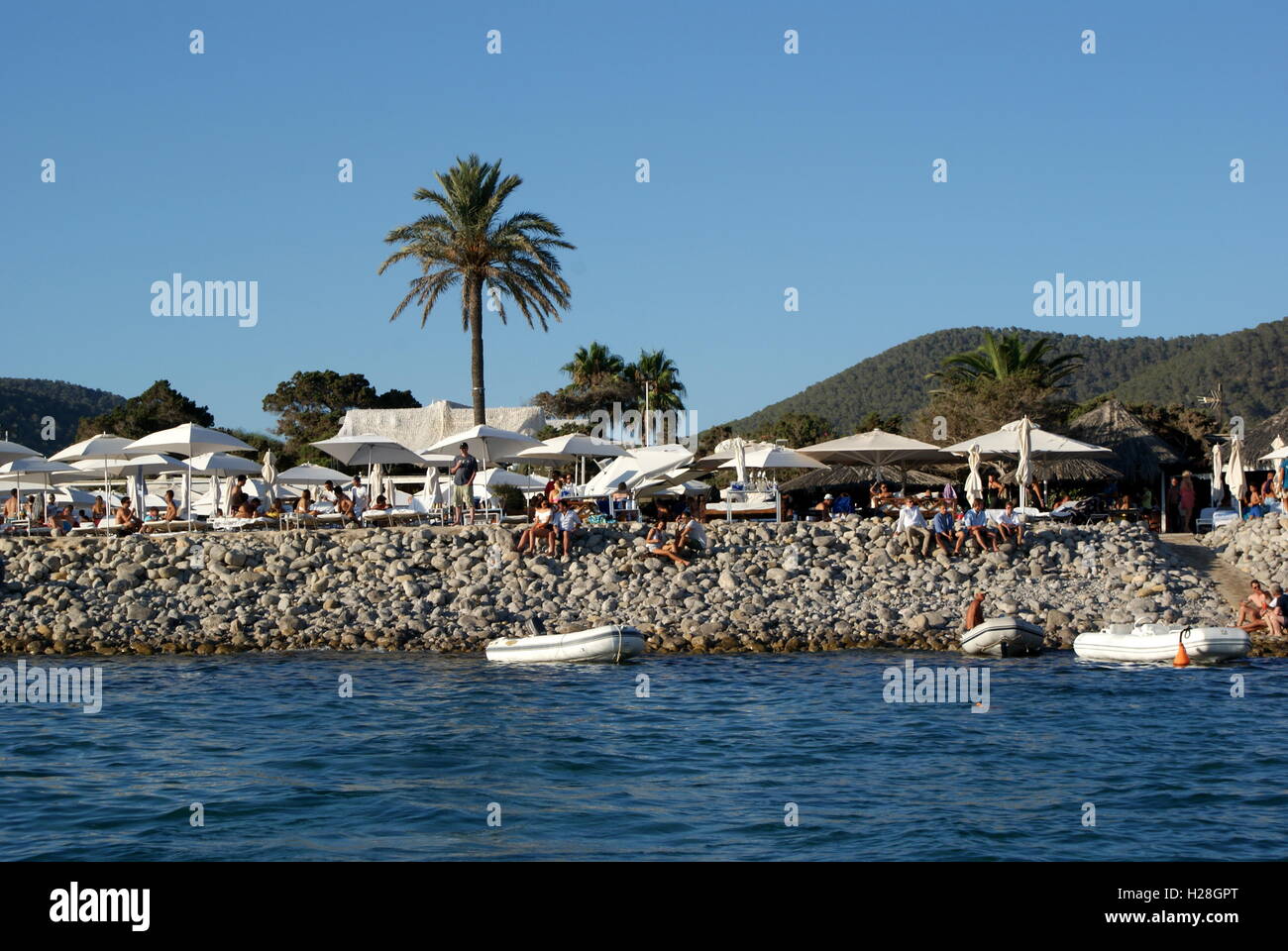 Blue Marlin beach club on Cala Jondal beach, Ibiza, Spain Stock Photo ...
