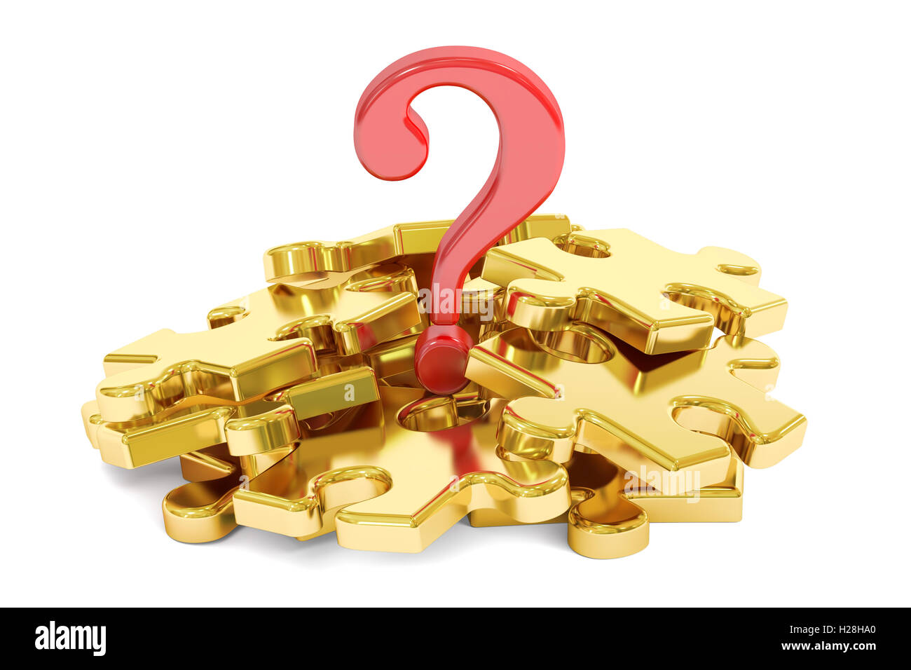 Question mark puzzle concept, 3D rendering isolated on white background ...