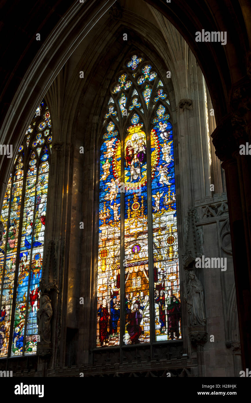 Stained glass windows in the Lady Chapel at Lichfield Cathedral ...