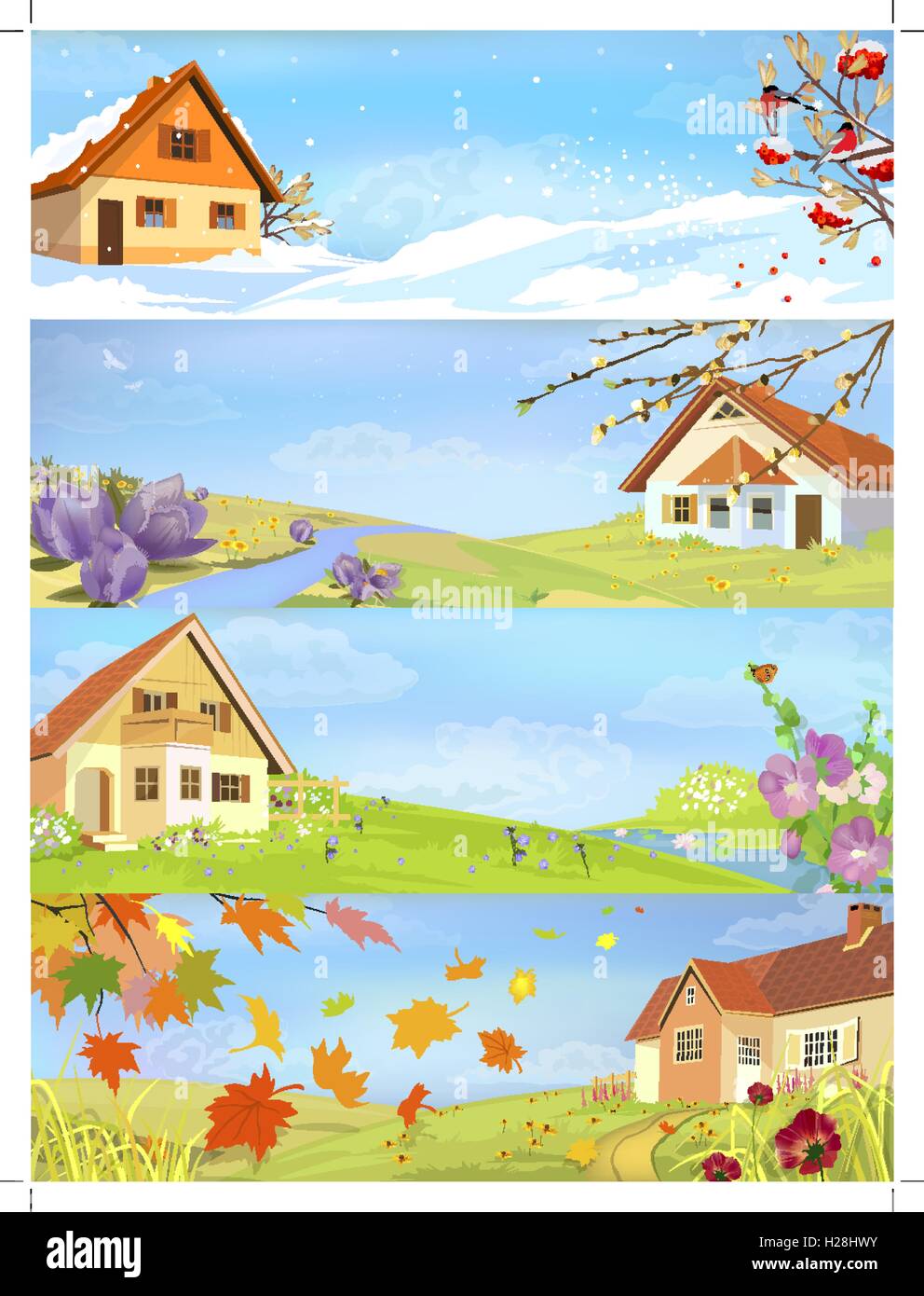 Village scene landscapes Stock Vector Images - Alamy
