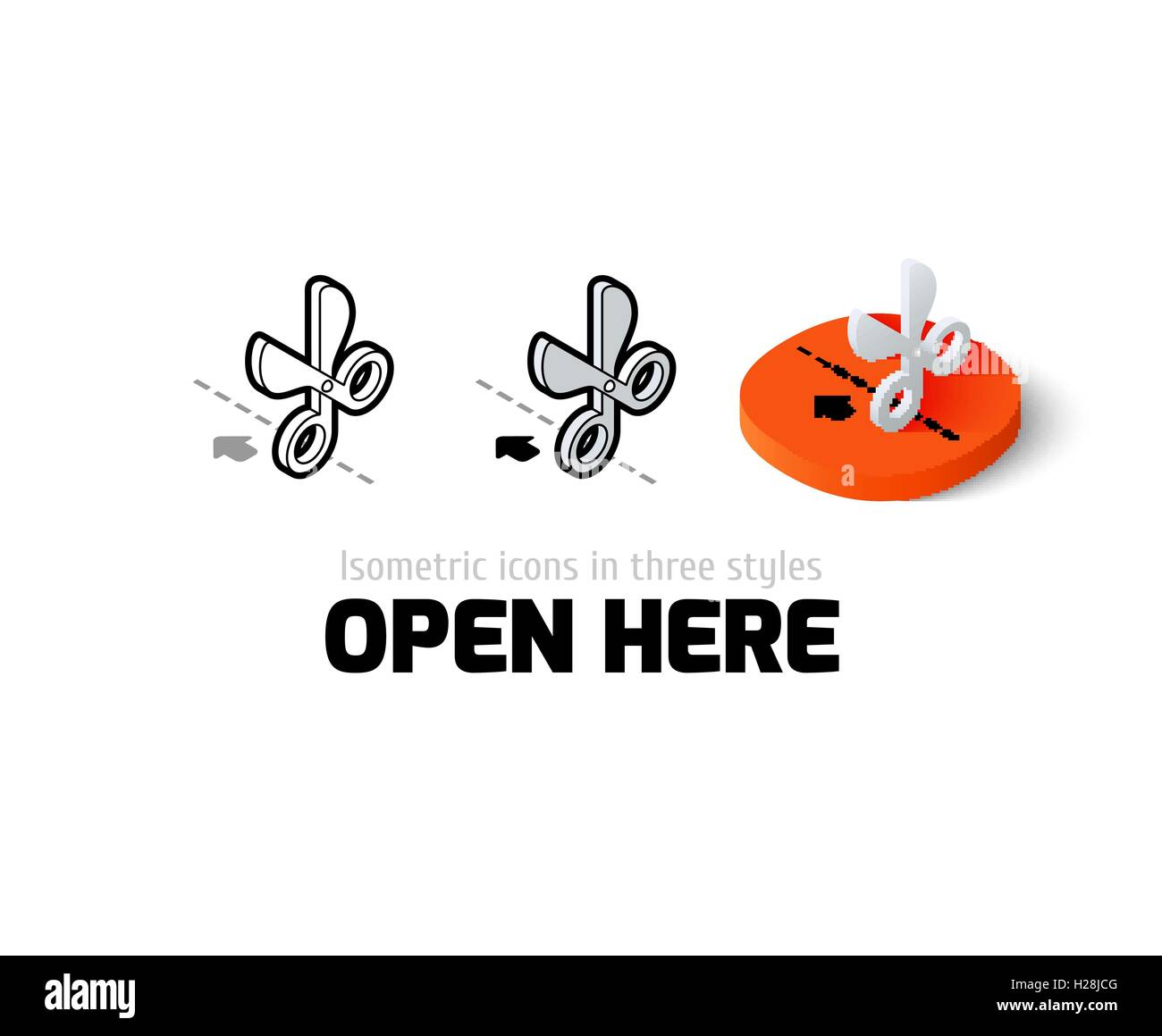 Open here icon in different style Stock Vector Image & Art - Alamy