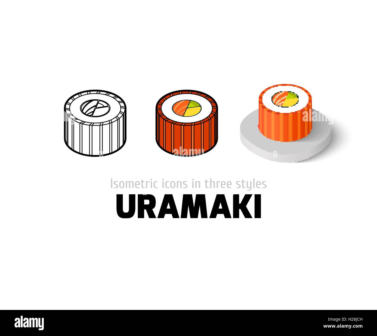 Uramaki salmon sushi roll Stock Vector Images - Alamy