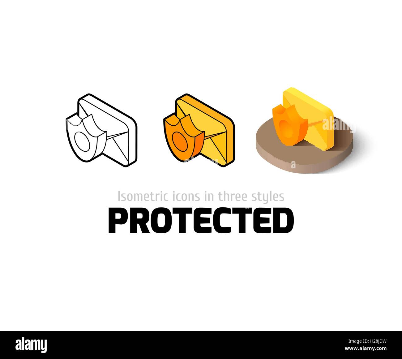 Protected internet icon outline Stock Vector Images - Alamy