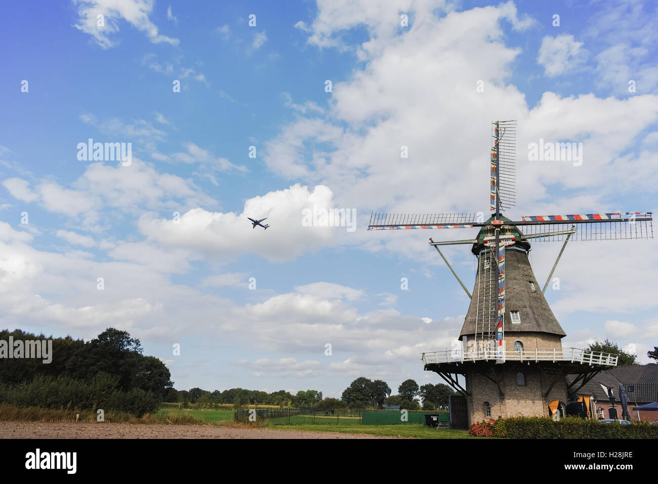 Dutch flour windmill landscape Stock Photo - Alamy