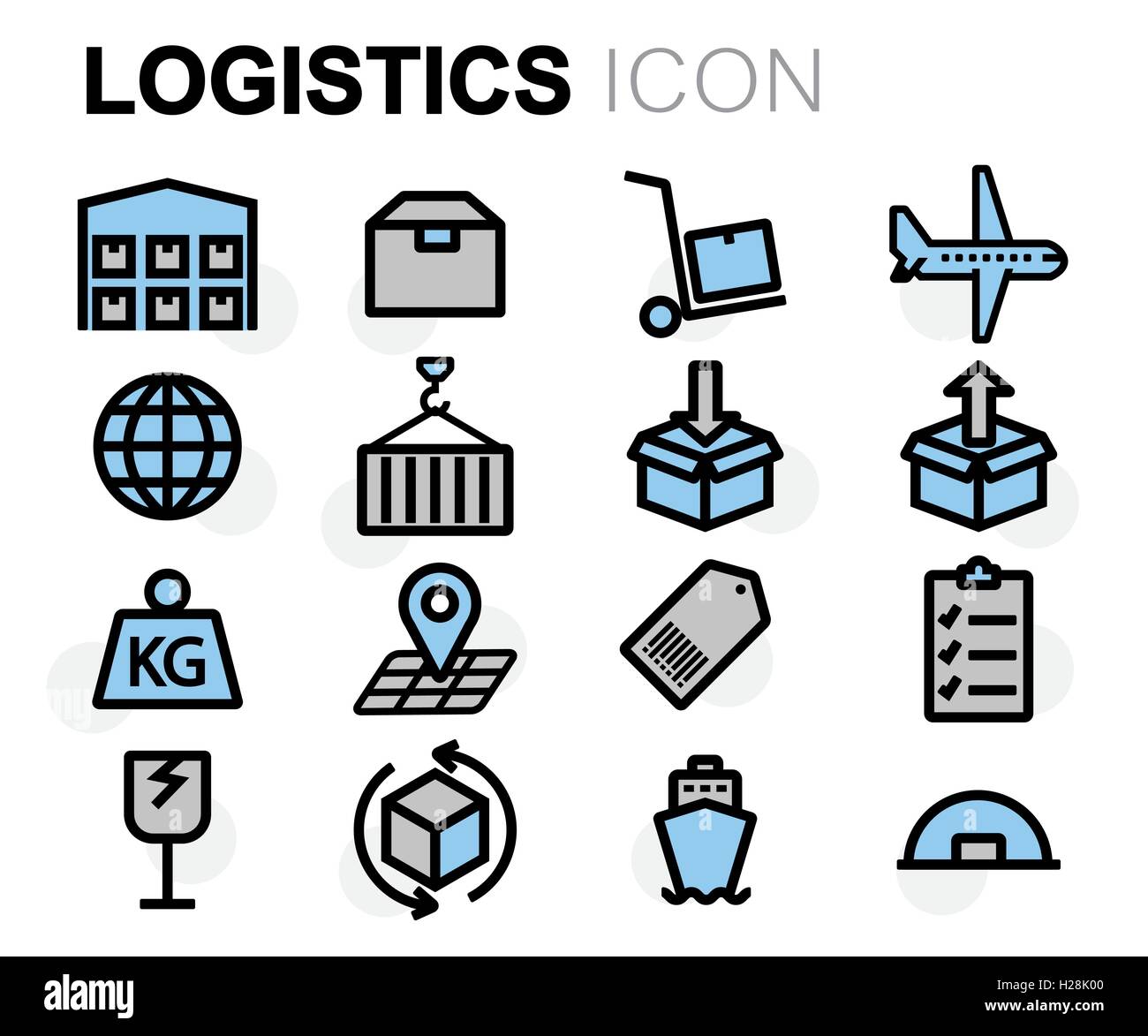 Vector flat line logistics icons set on white background Stock Vector ...